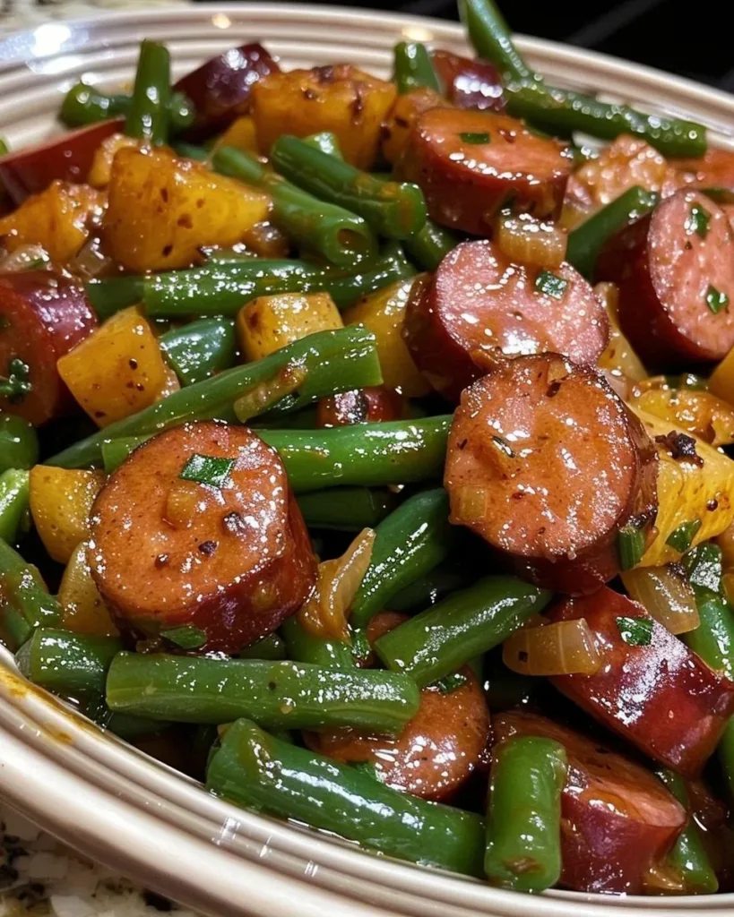 Crockpot Kielbasa and Green Beans
